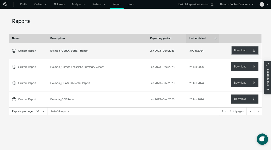 Downloading standard reports