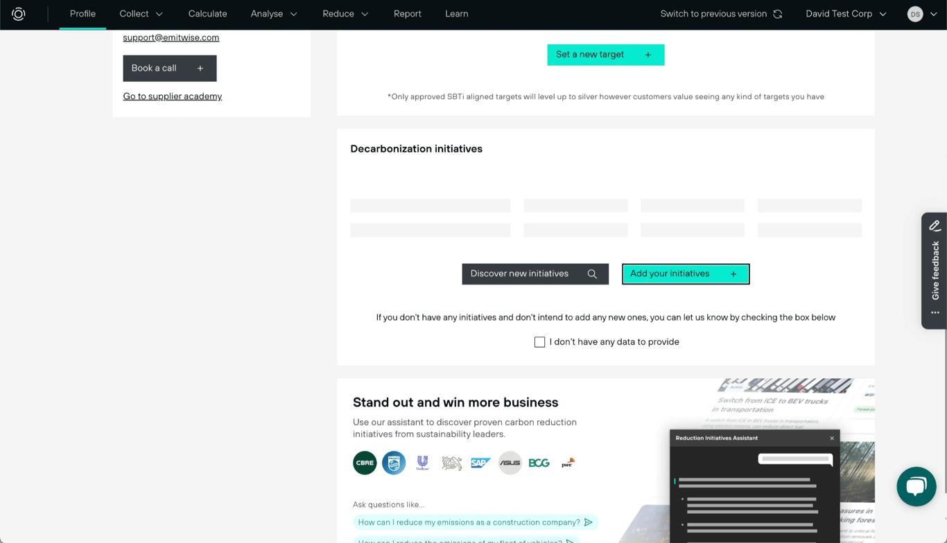 Adding decarbonization initiatives