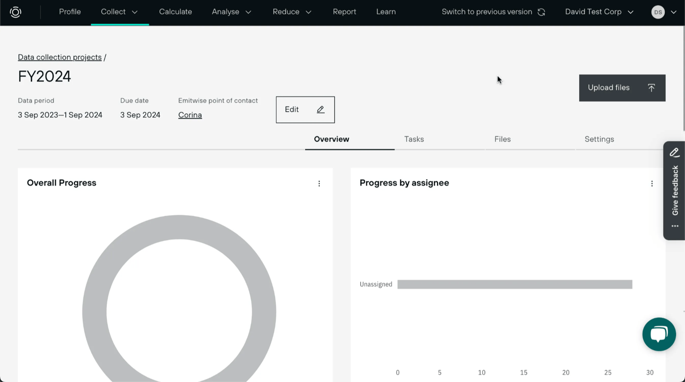 Setting up an internal data collection project